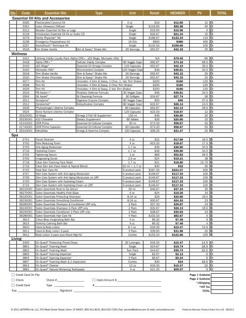 Preferred Member Order Form - dōTERRA - Essential Oils