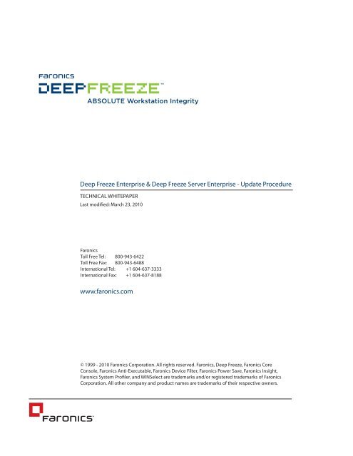Faronics Deep Freeze Enterprise 6.5 Update Procedure