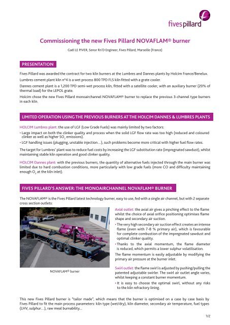 Commissioning the new Fives Pillard NOVAFLAMÂ® burner