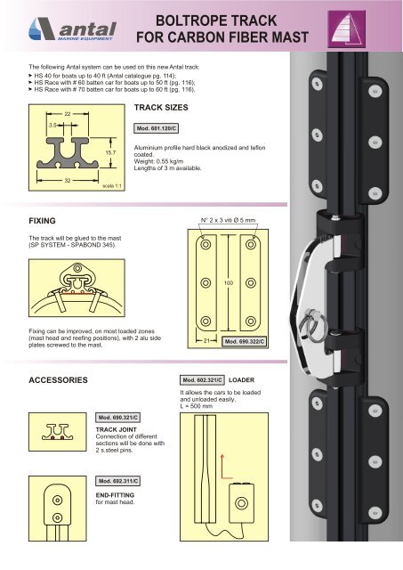 boltrope track for carbon fiber mast - Marineware