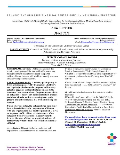 Grand Rounds Online - Connecticut Children's Medical Center