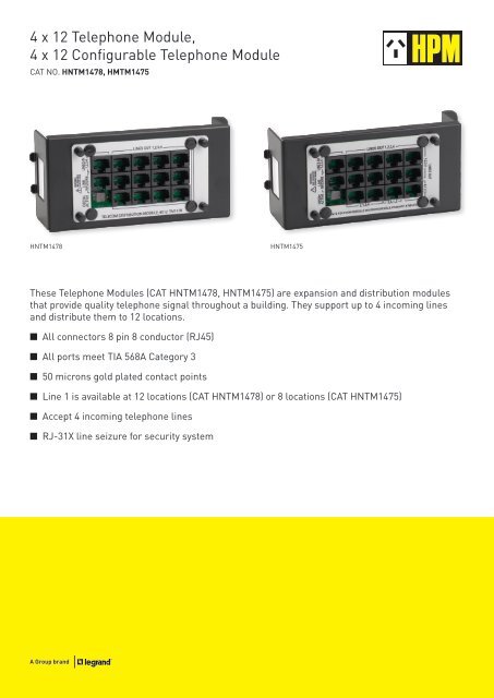 4 x 12 Telephone Module, 4 x 12 Configurable Telephone ... - HPM