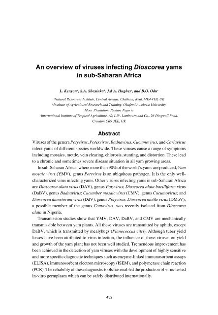 An overview of viruses infecting Dioscorea yams in ... - ResearchGate