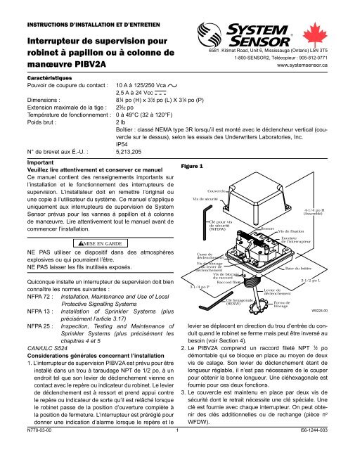 Instructions d'installation - System Sensor Canada