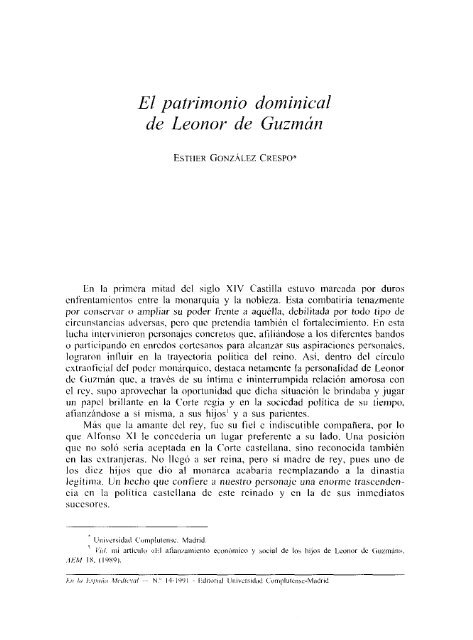 El patrimonio dominical de Leonor de Guzmán