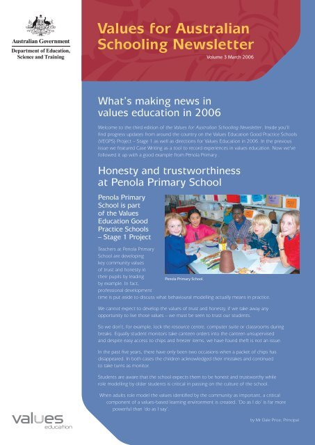 Values for Australian Schooling Newsletter Vol.3 - Values Education