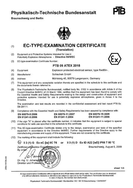 ATEX - RedBin - PTB 09 ATEX 2018