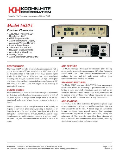 Model 6620A - Krohn-Hite Corporation