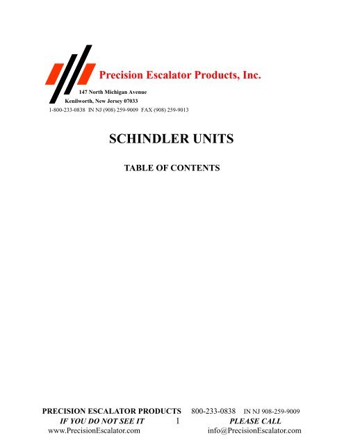 Schindler Units Catalog - Precision Escalator
