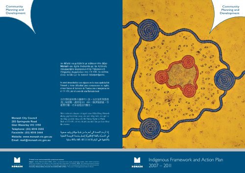 Indigenous Framework and Action Plan 2007 â 2011 - City of Monash