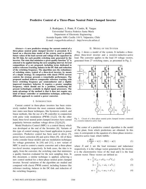 Predictive Control of a Three-Phase Neutral Point Clamped Inverter
