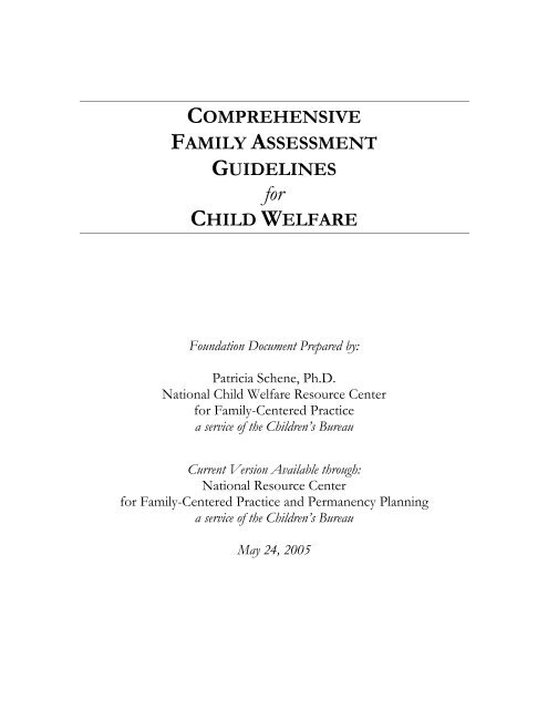 comprehensive family assessment guidelines child welfare