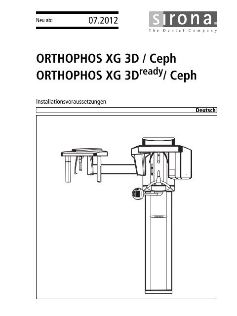 ORTHOPHOS XG 3D / Ceph ORTHOPHOS XG 3D ... - Sirona Support