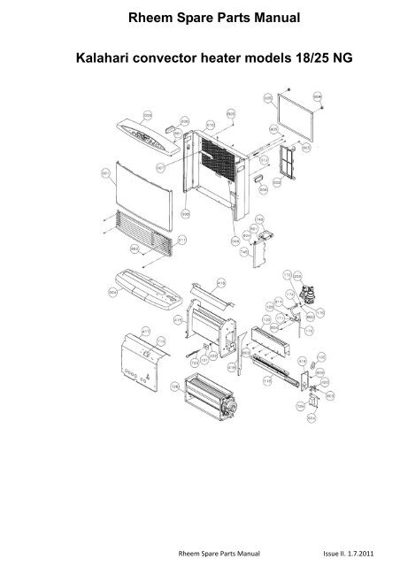 Rheem Spare Parts Manual Kalahari convector heater models 18/25 ...