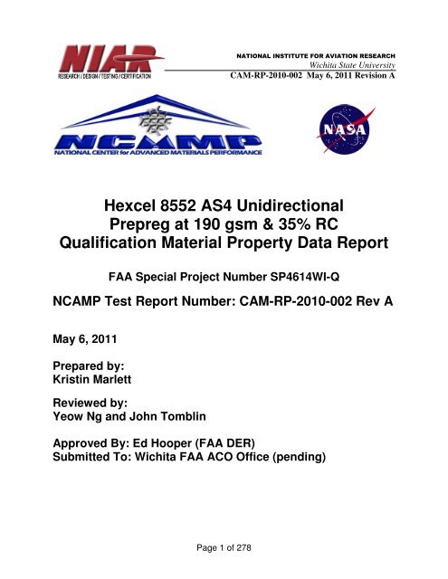 Hexcel 8552 AS4 Unidirectional Material Property Data Report