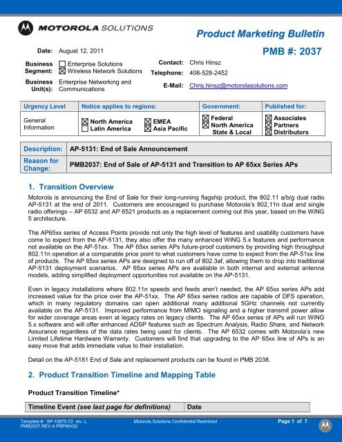 PMB Template - EOL - Wireless Network Solutions