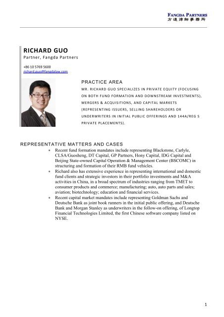 RICHARD GUO - Fangda Partners