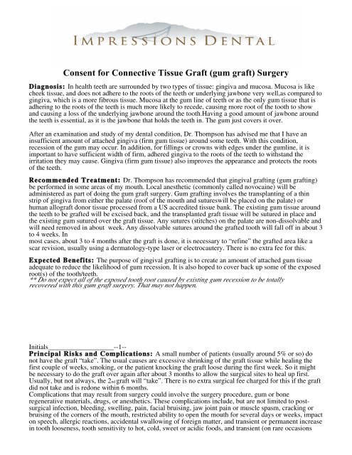 Connective Tissue Graft Surgery Consent Form