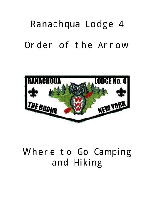 Ranachqua Lodge 4 Order of the Arrow Where to Go Camping and ...