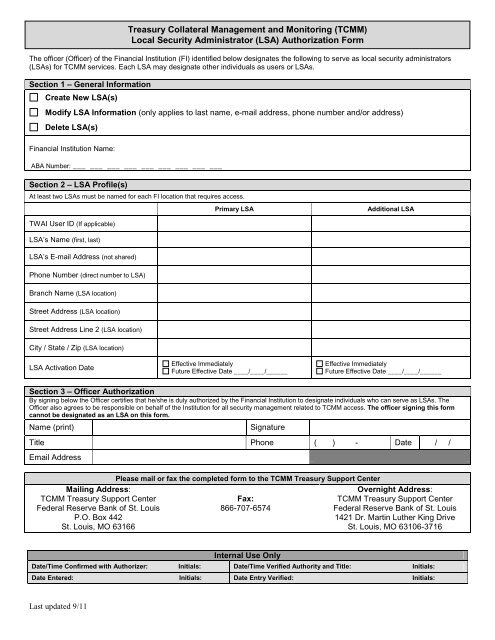 TCMM LSA Authorization Form - FRBservices.org