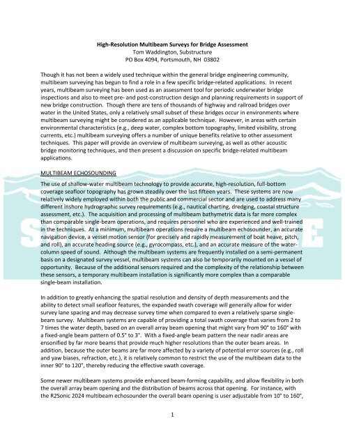 High-Resolution Acoustic Multibeam Surveys for Bridge Assessment