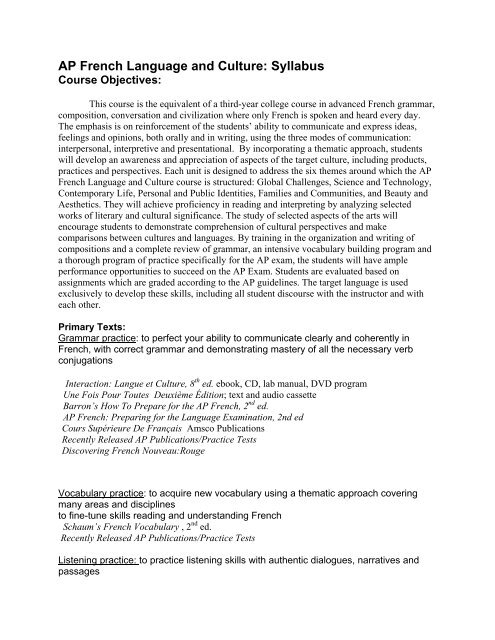 barron's ap french language and culture