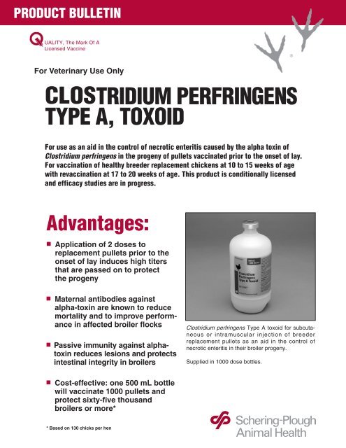 Clostridium Perfringens Type A, Toxoid Product Bulleting