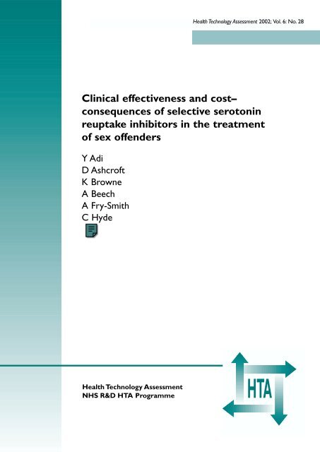 Selective Serotonin Reuptake Inhibitors For Sex Offenders