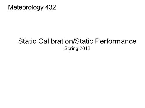 Static Calibration