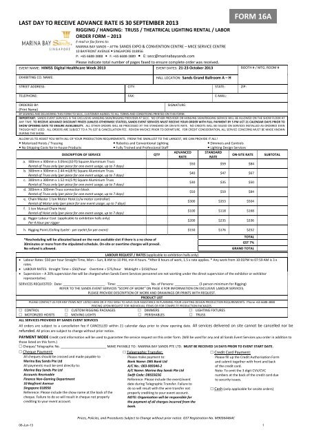 Rigging Service Form - HIMSS AsiaPac