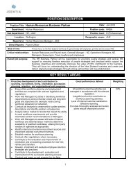POSITION DESCRIPTION KEY RESULT AREAS