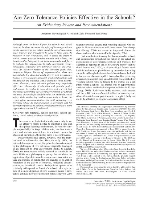 Are Zero Tolerance Policies Effective in the ... - Education Justice