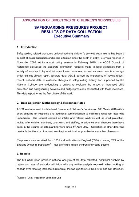 Sample Of Data Summary Report