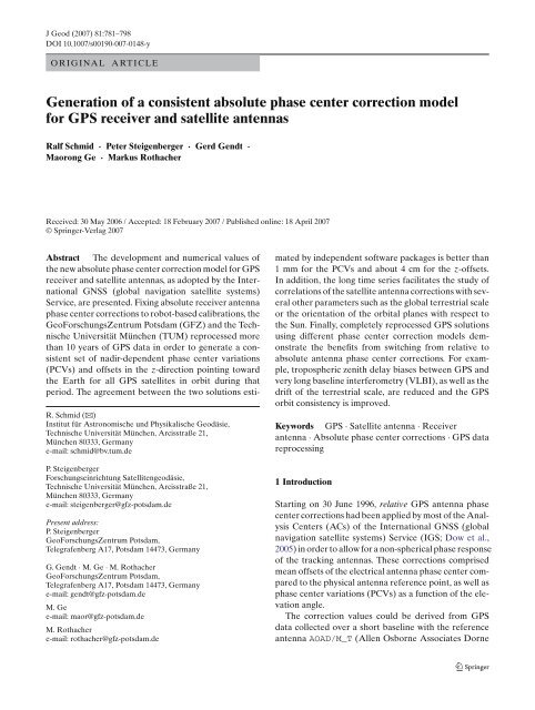 Generation of a consistent absolute phase center correction model ...