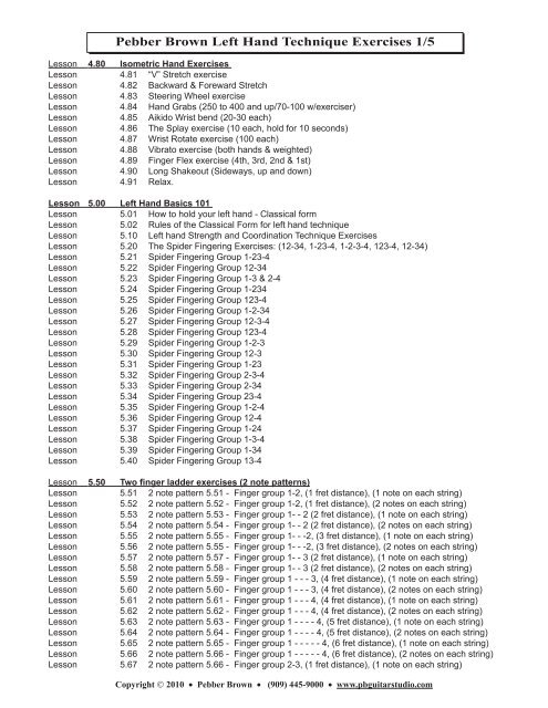 Pebber Brown Left Hand Technique Exercises 1/5 - PB Guitar Studios
