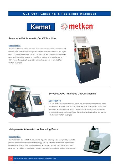 Cut Off, Grinding and Polishing - Kemet