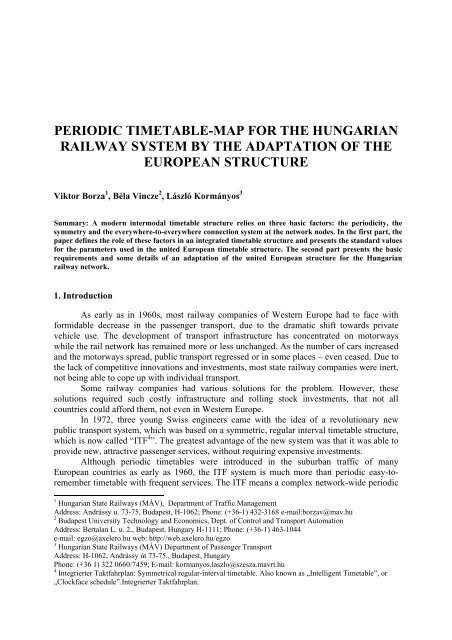 periodic timetable-map for the hungarian railway system by the ...
