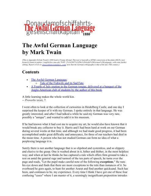 The Awful German Language by Mark Twain - Tim Jansa