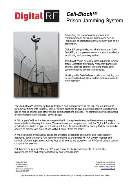 Prison Jamming System Cell Block Pdf Military Systems