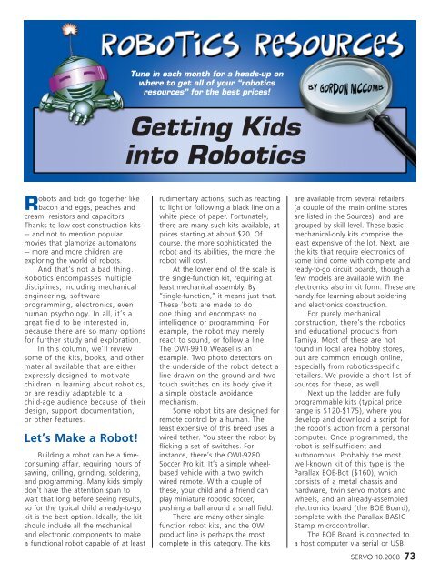Getting Kids into Robotics - Servo Magazine