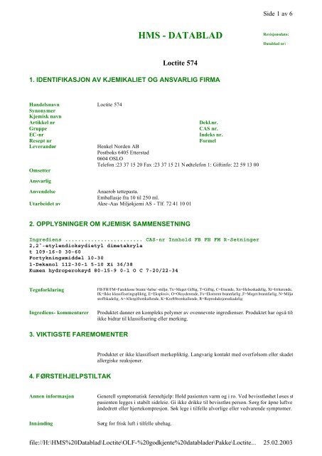 HMS - DATABLAD - Lakkspesialisten