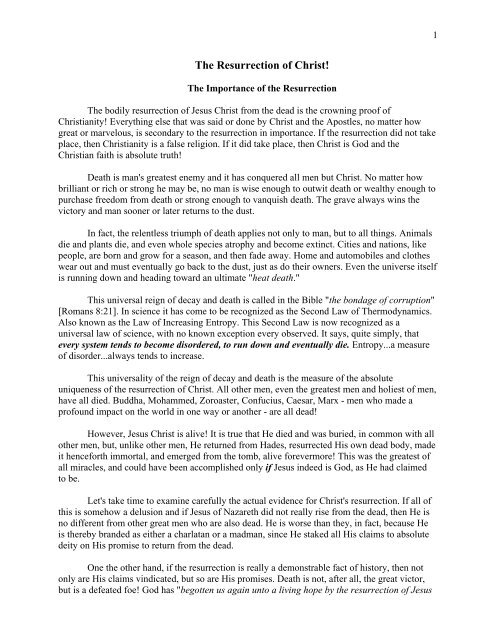 THE RESURRECTION OF JESUS CHRIST - NetBibleStudy.com