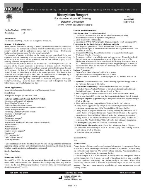 Biotinylation Reagent - Biocare Medical