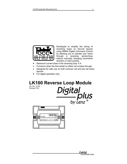 LK100 Reverse Loop Module - Lenz USA
