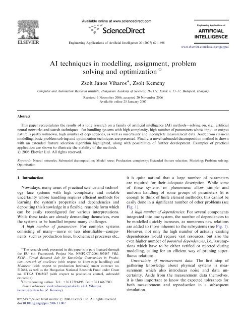 AI techniques in modelling, assignment, problem solving and ...