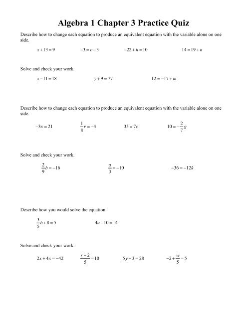 21 Algebra 1 Chapter 3 Test Pdf Answer Key KareenaKinga