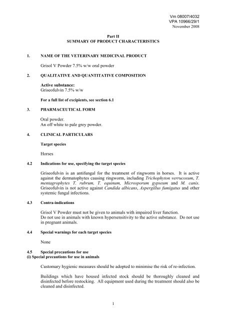 Grisol V Powder 7.5% w/w oral powder Active substance - Vetoquinol