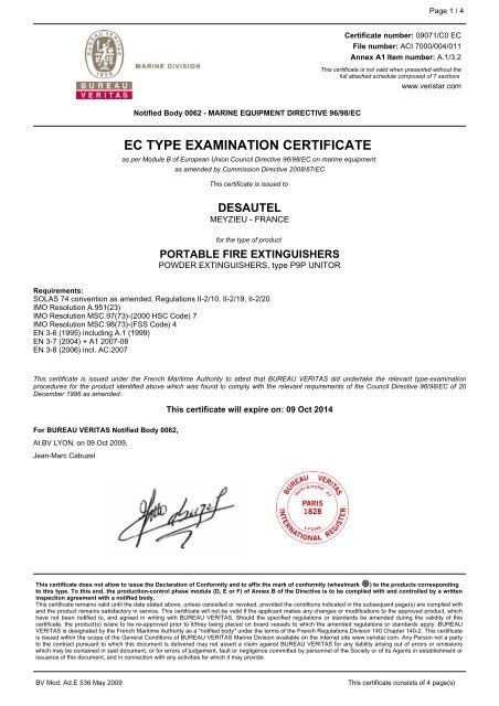 EC TYPE EXAMINATION CERTIFICATE EC TYPE EXAMINATION CERTIFICATE