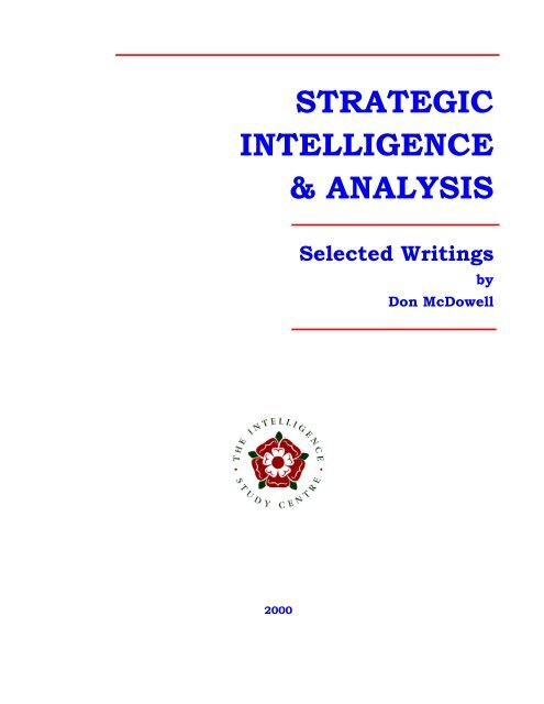 Strategic Intelligence and Analysis - The Intelligence Study Centre