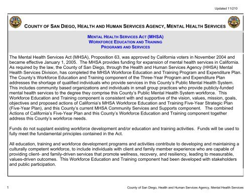 Mental Health Services Act (MHSA) Community Services and ...